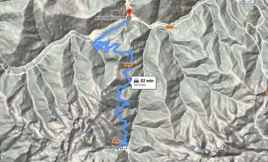 Daocheng Yading Transfer Map